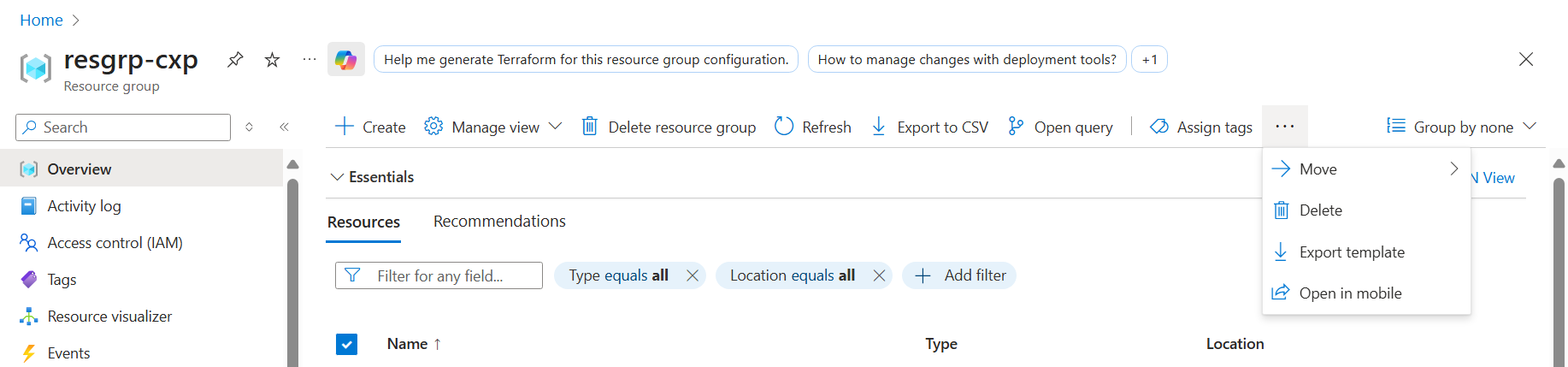 Azure Move Resource Group to seperate subscription - Microsoft Q&A