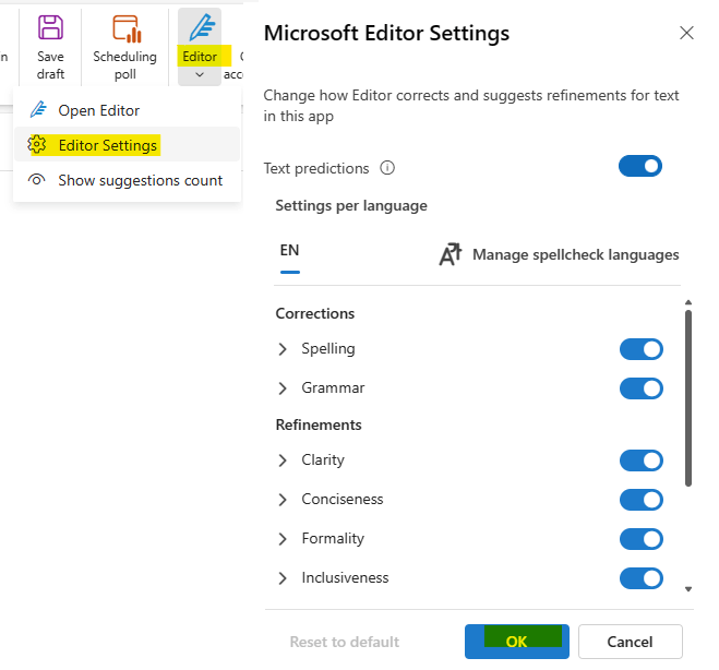 Where is spellcheck in New 2024 Outlook? - Microsoft Q&A