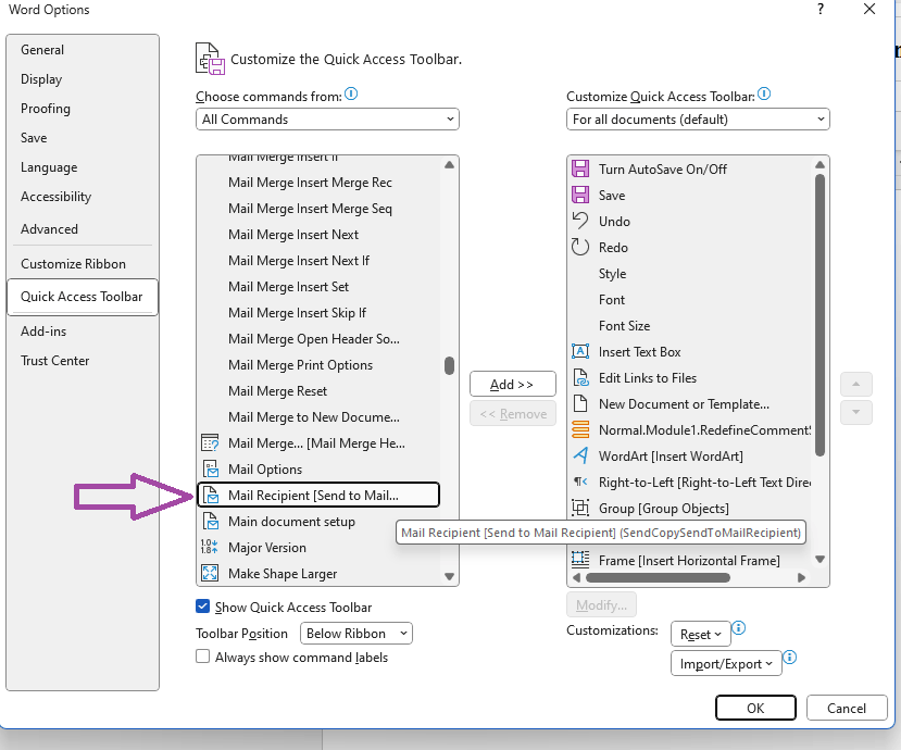"Send to Mail Recipient" still not available in MS Word, so how to get ...