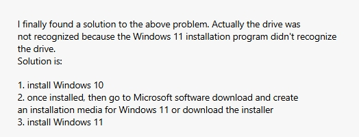 Clean Windows 11 (re)install on new SSD - Microsoft Q&A