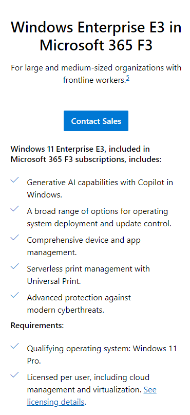 Microsoft 365 F3 license upgradable OS - Microsoft Q&A