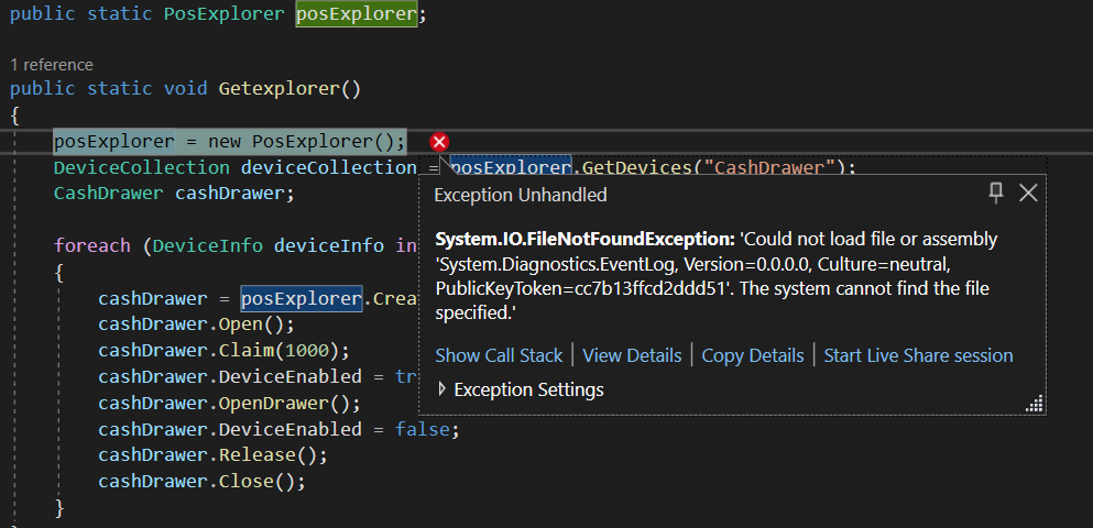 System.IO.FileNotFoundException: 'Could not load file or assembly ... System.IO.FileNotFoundException: 'Could not load file or assembly ...