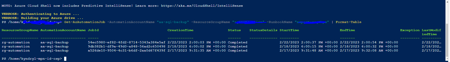 Azure runbook job duration - Microsoft Q&A