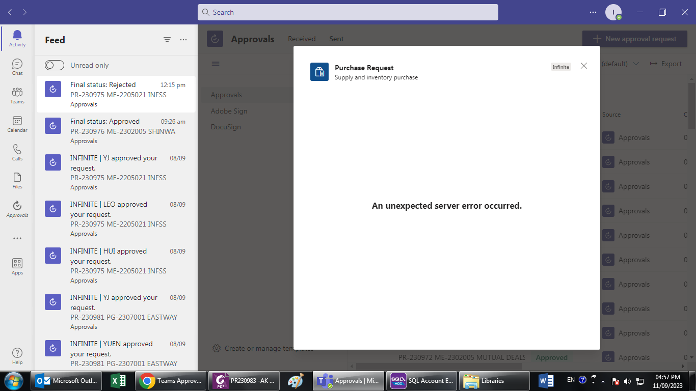 Teams Approvals App error - Microsoft Q&A