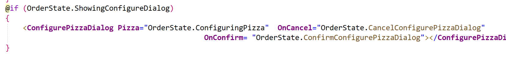 Child Component(ConfigurePizzaDialog) Buttons Click (Cancel and Order ...