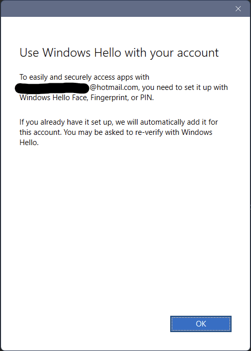How do I remove Windows Hello PIN prompt from Outlook for a non ...