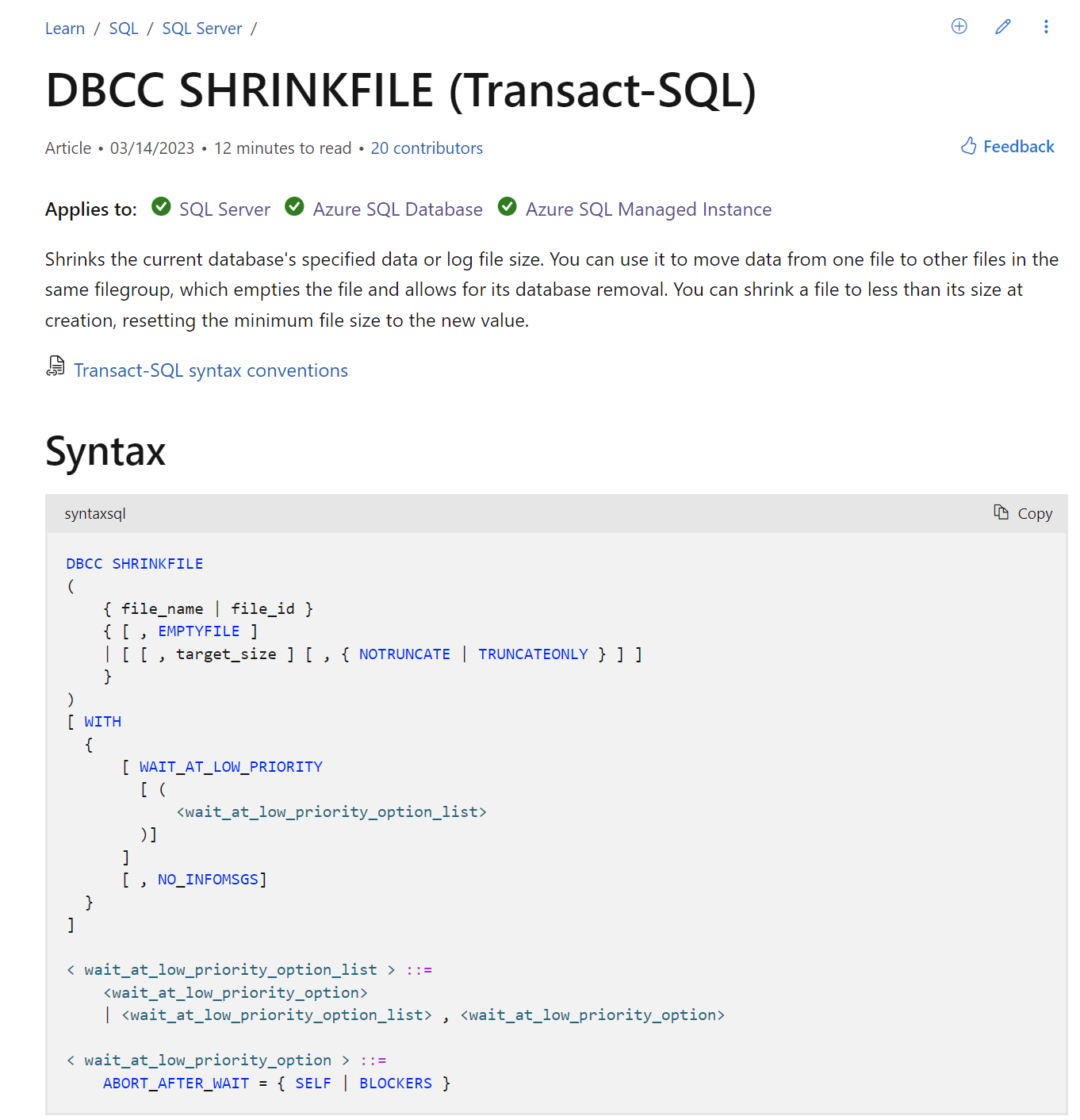 Shrink Data File In Databases On Azure Sql Managed Instance Microsoft Qanda 7414
