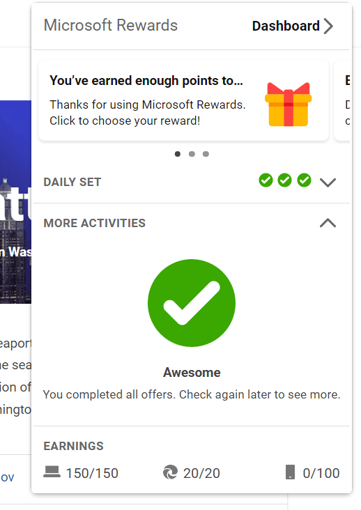 Reward Points categories - Microsoft Q&A