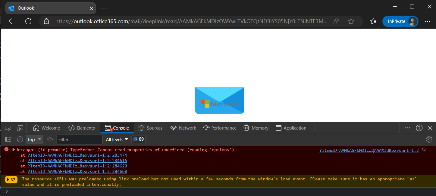 weblink when creating message does not load - Microsoft Q&A