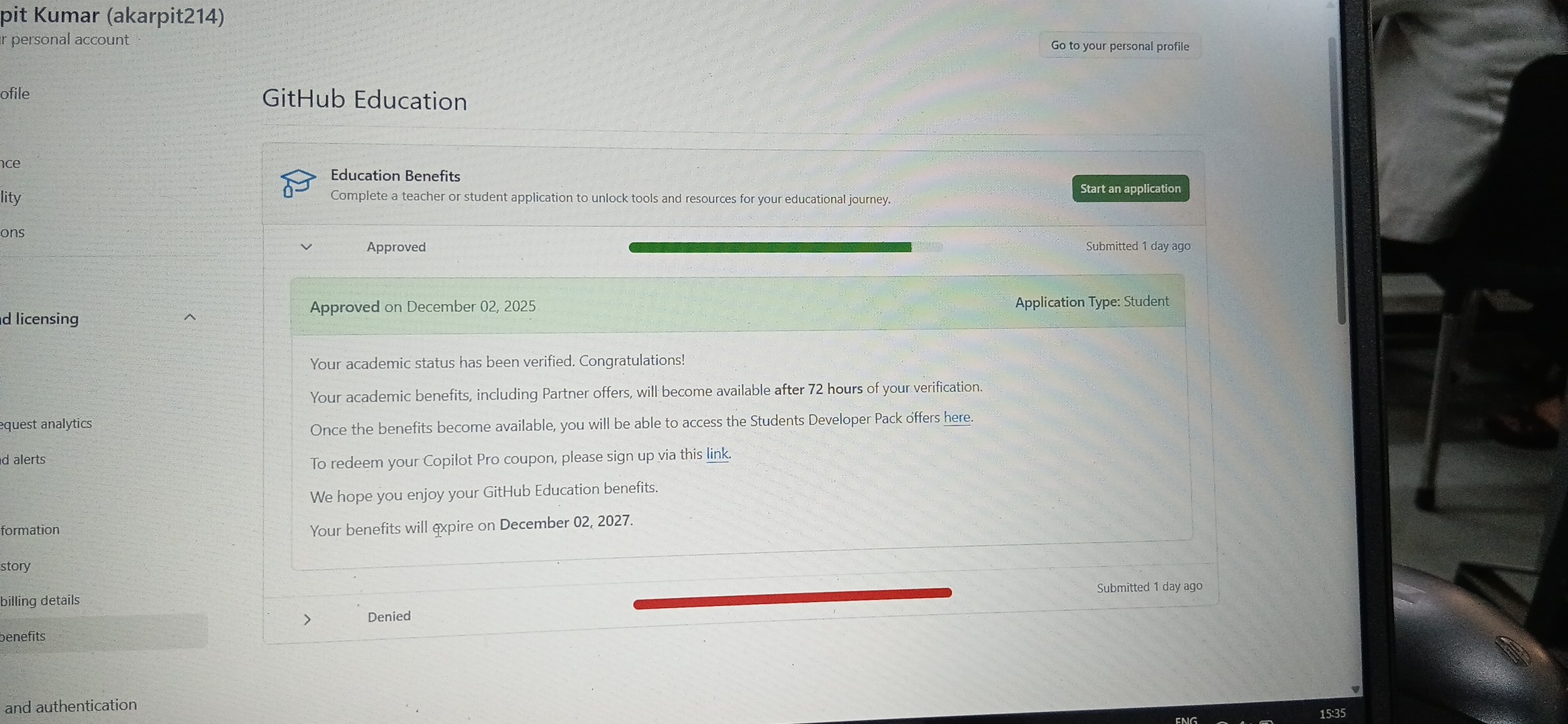 Azure for Students issue - Microsoft Q&A