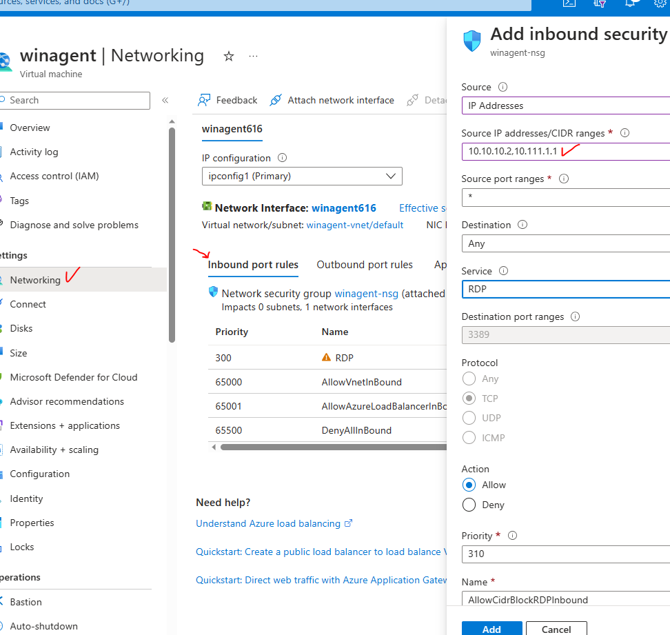 How to only allow a couple ip addresses access to Windows 2019 Azure VM - Microsoft Q&A