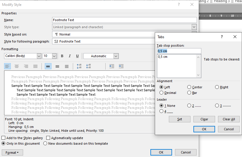 Indenting footnotes with space between the number and the text ...