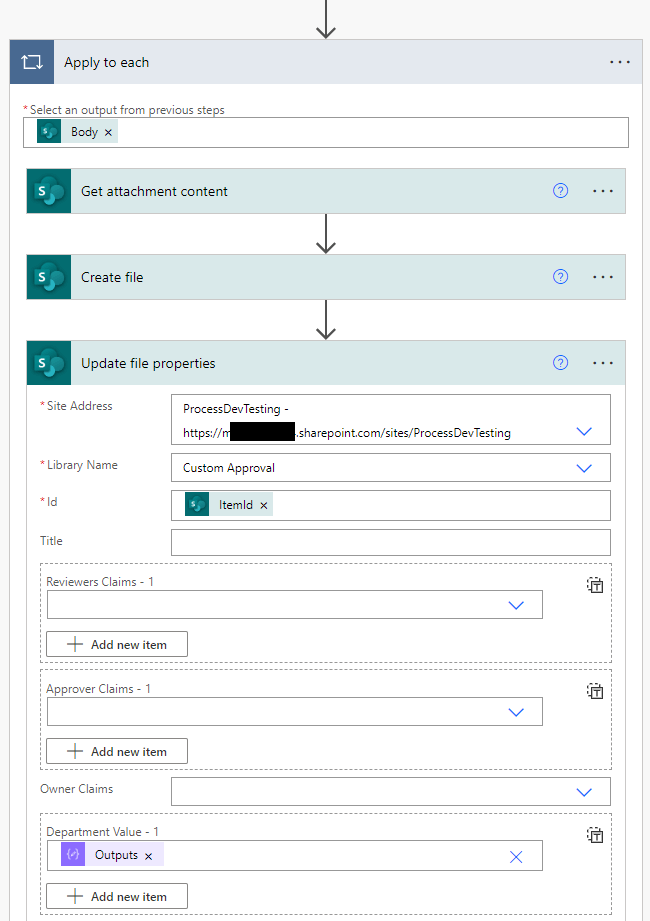 PowerAutomate - Copy Managed Metadata Department column value in list to update same column in ...