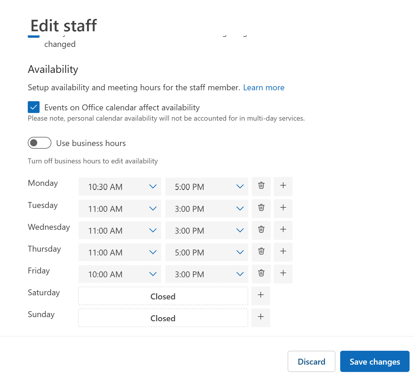 Bookings page shows availability outside of set hours - how do i fix ...
