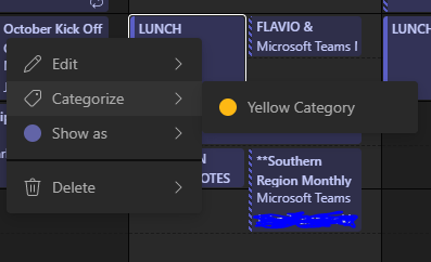 Only one Colour Category is available in MS Teams (Yellow Category ...
