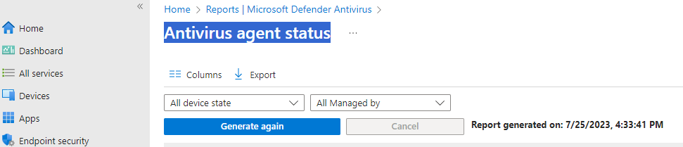 Antivirus agent status report has outdated details (old antivirus signature) - Microsoft Q&A