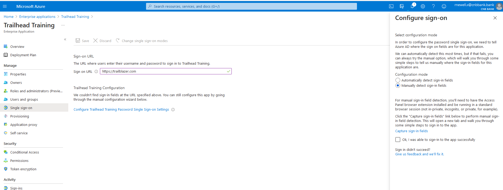 Capture Sign-in fields link not working - Microsoft Q&A