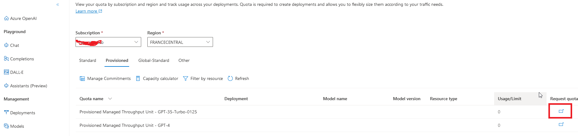 No quota is available to deploy this model version and deployment type error - Microsoft Q&A