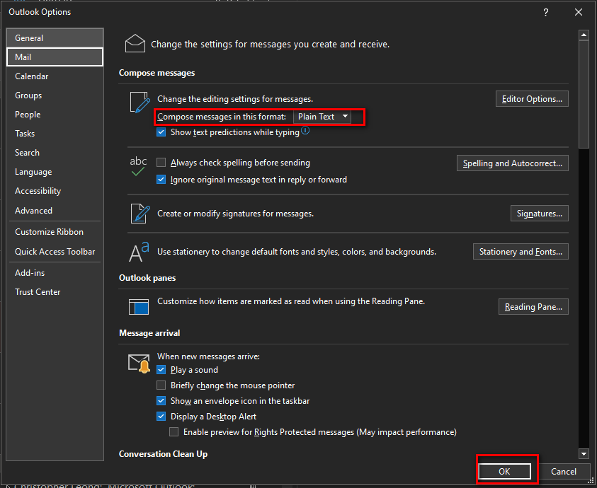 Outlook New Email automatically turns on "Show Paragraph Marks ...