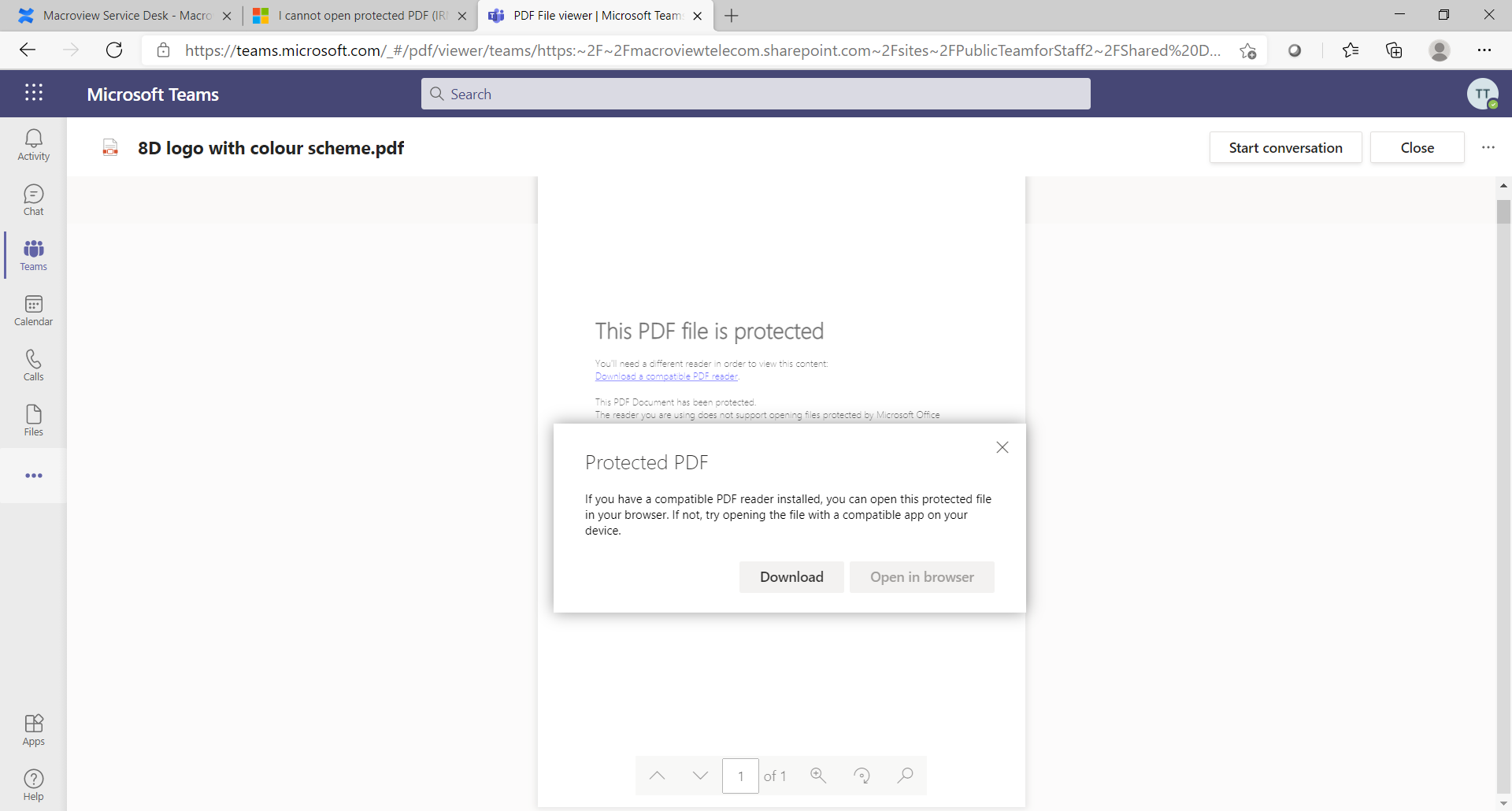 I cannot open protected PDF (IRM enabled) in MS Teams - Microsoft Q&A I cannot open protected PDF (IRM enabled) in MS Teams - Microsoft Q&A