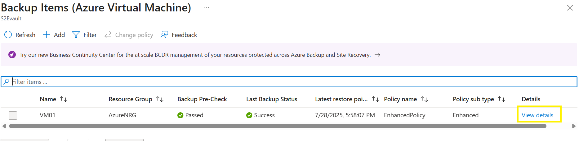 I had a VM configured under the Standard backup policy. Today, I ...