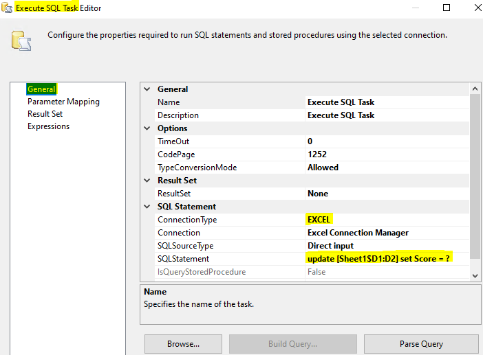 Ssis How To Update Value In Cell Of Excel By Execute Sql Task 2838