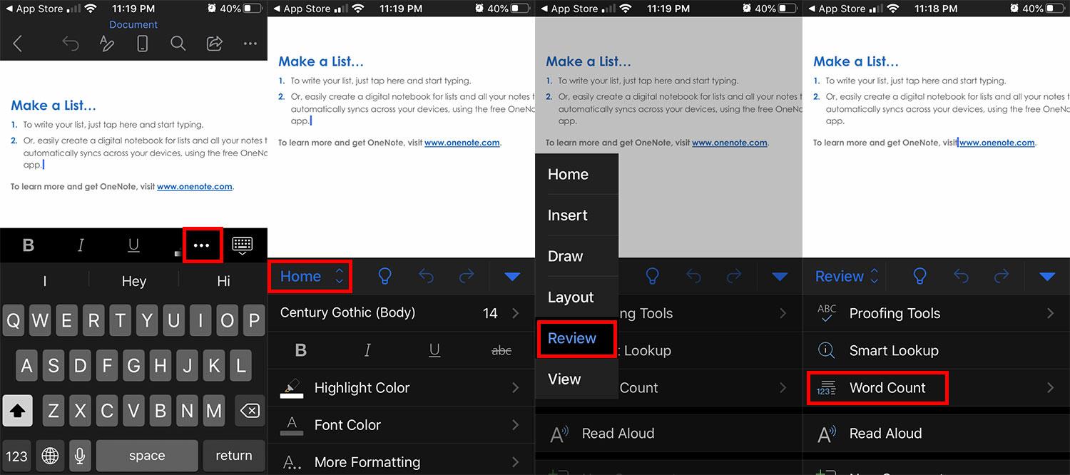Word iOs app does not show word count in mobile view. - Microsoft Q&A