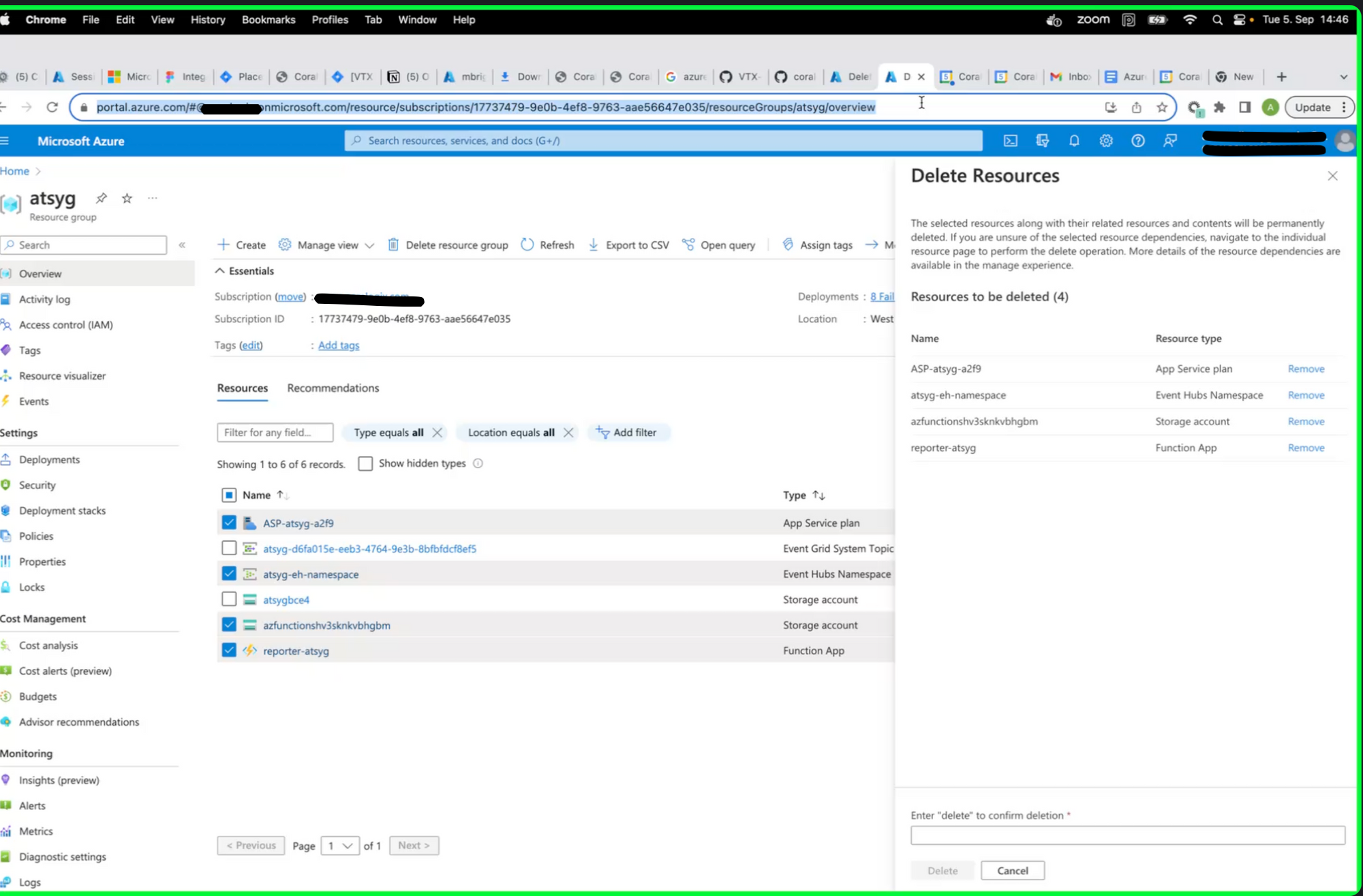 Portal URI to resource group with preselected resources - Microsoft Q&A