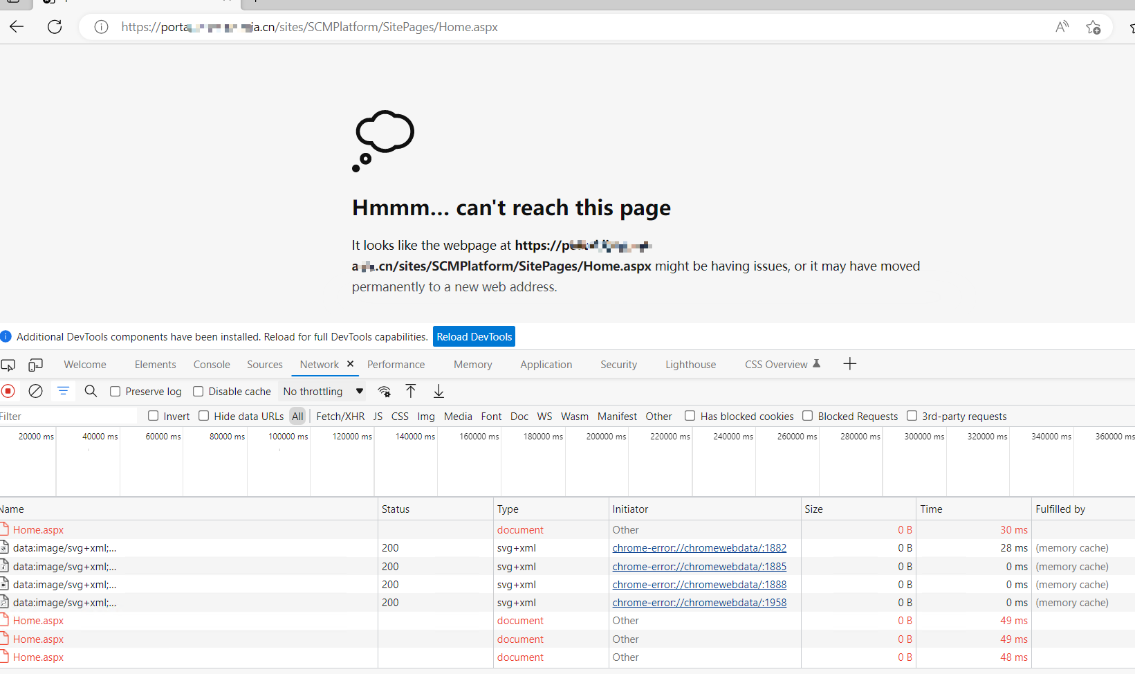 Change a SharePoint Web Application from HTTP to HTTPS, it display "can't reach this page ...