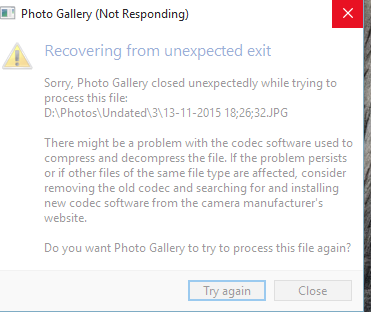 Photo Gallery does not respond - Microsoft Q&A
