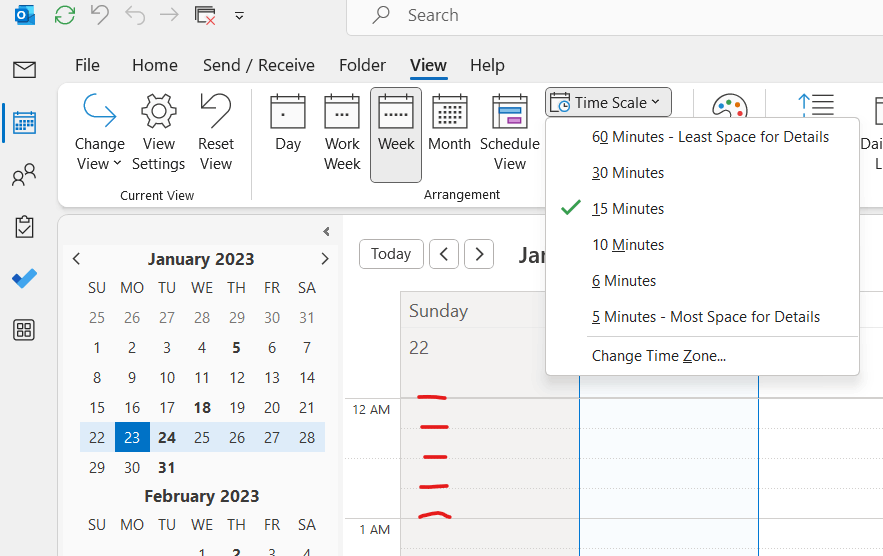 Putting calendar in 15 minute increments? - Microsoft Q&A
