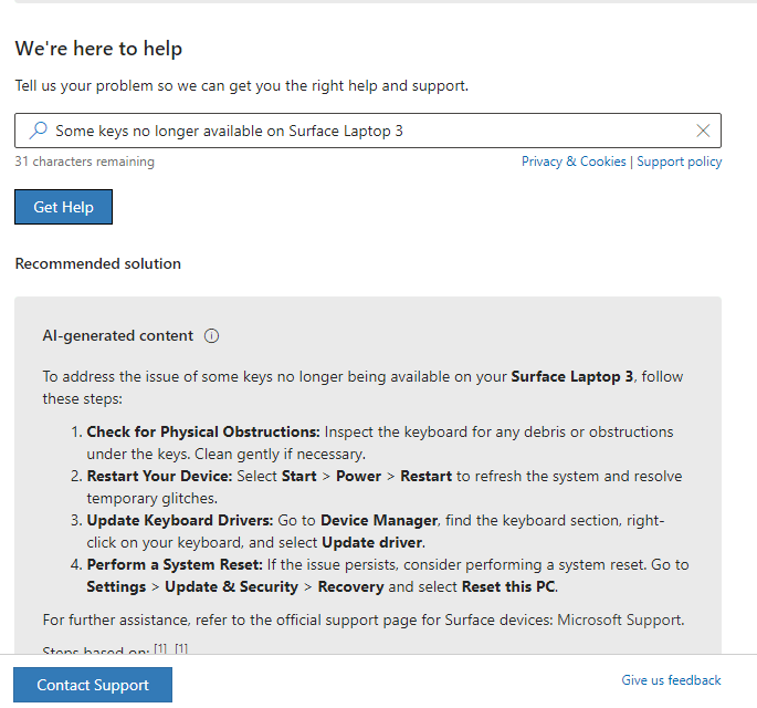 Surface Laptop 3, certain keys not working - Microsoft Q&A