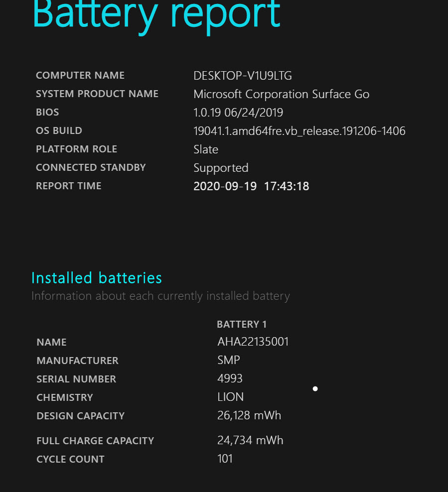 Surface Go Battery Life - Microsoft Q&A