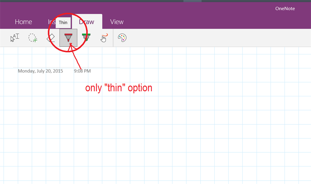 How I can change the pen size of the new onenote app (Windows 10 ...