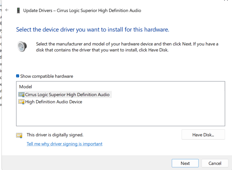 Trouble with Replacing Cirrus Logic Audio Driver with Realtek on Dell ...