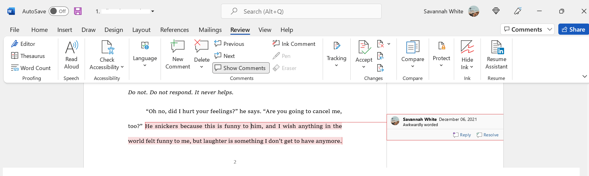 Windows 11 and Microsoft Word Comments Pane - Microsoft Q&A