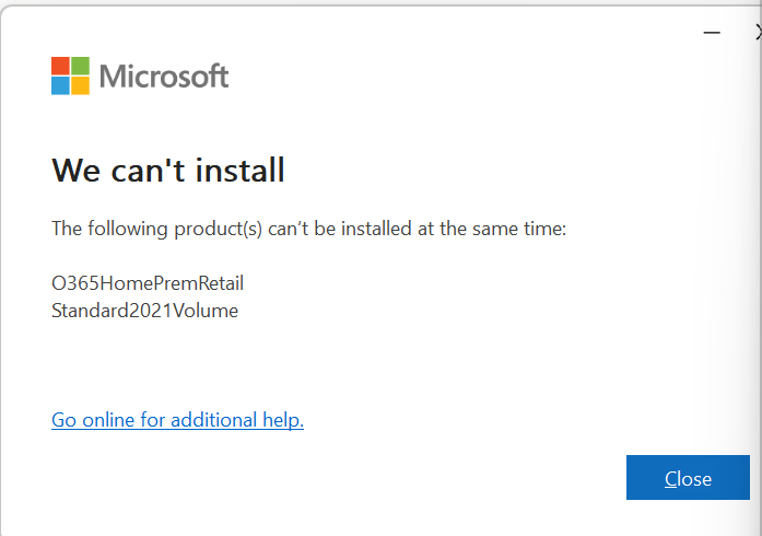We can't install - The following product(s) can't be installed at the ...