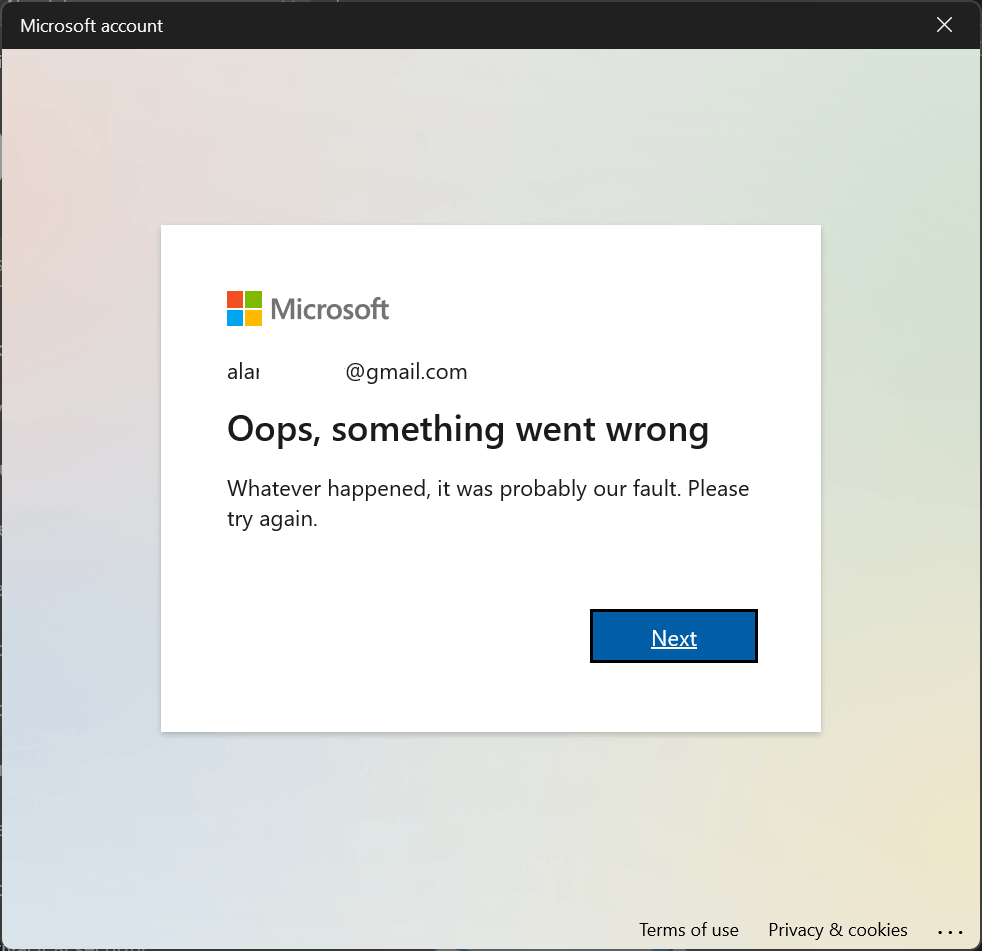 Unable to login my microsoft account in administrator account ...