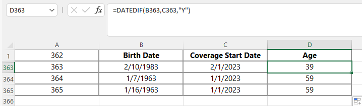 Excel age formula - Microsoft Q&A