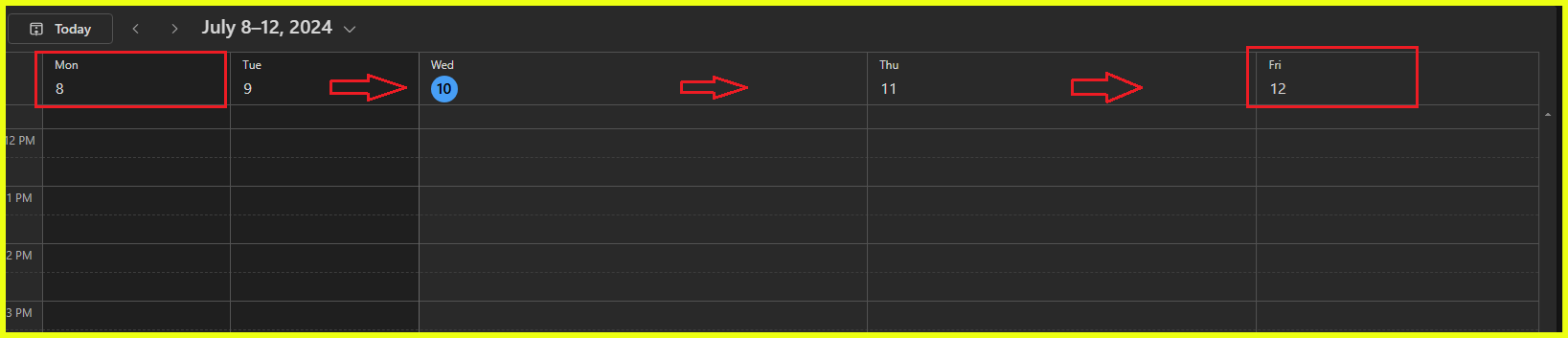 Outlook Calendar 5 day view with 3 day work week - Microsoft Q&A