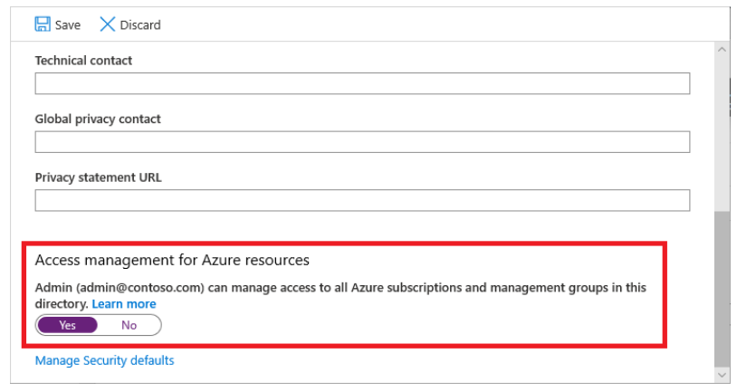 Activate Access management for Azure resources is not Possible ...