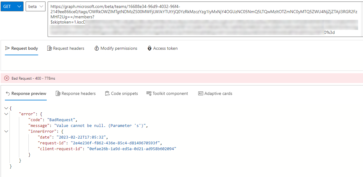 Error on Teams Tags GET Request - Microsoft Q&A