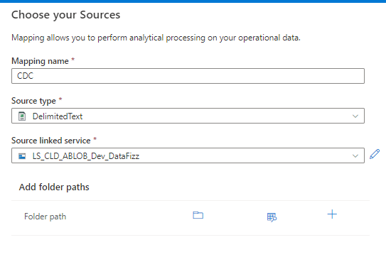 Change Data Capture in Azure Data factory High level resources does not ask for DelimitedText ...