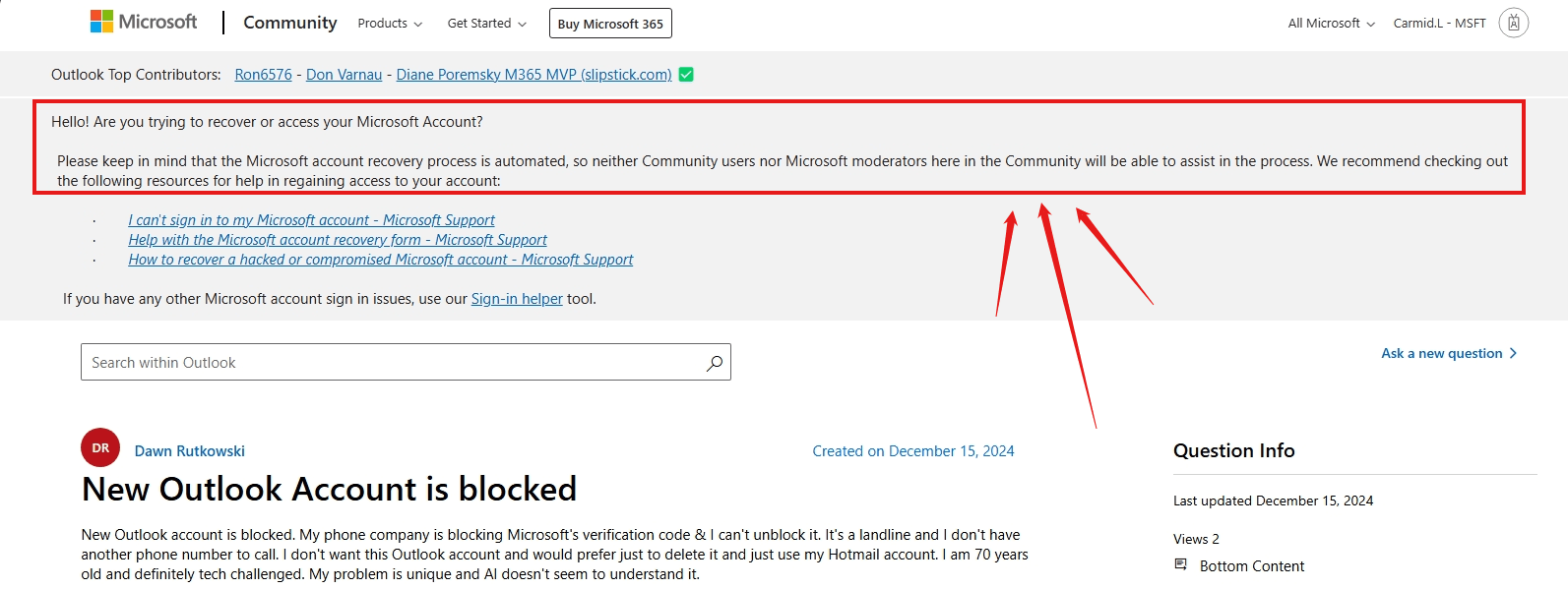 New Outlook Account is blocked - Microsoft Q&A