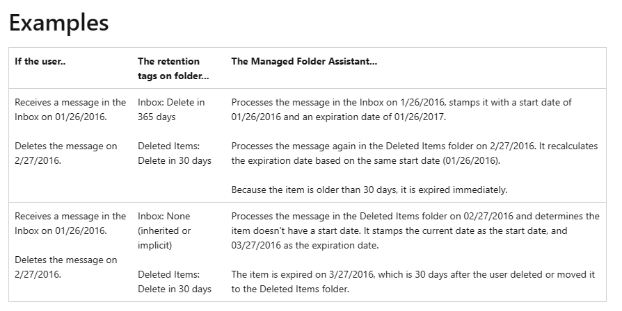 Exchange 2016 retention policy personal tag for non default folder ...