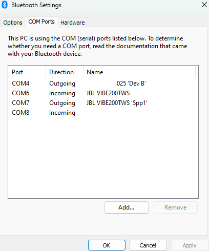 Windows 11 Bluetooth COM Ports Disappear from More Bluetooth Settings - Microsoft Q&A