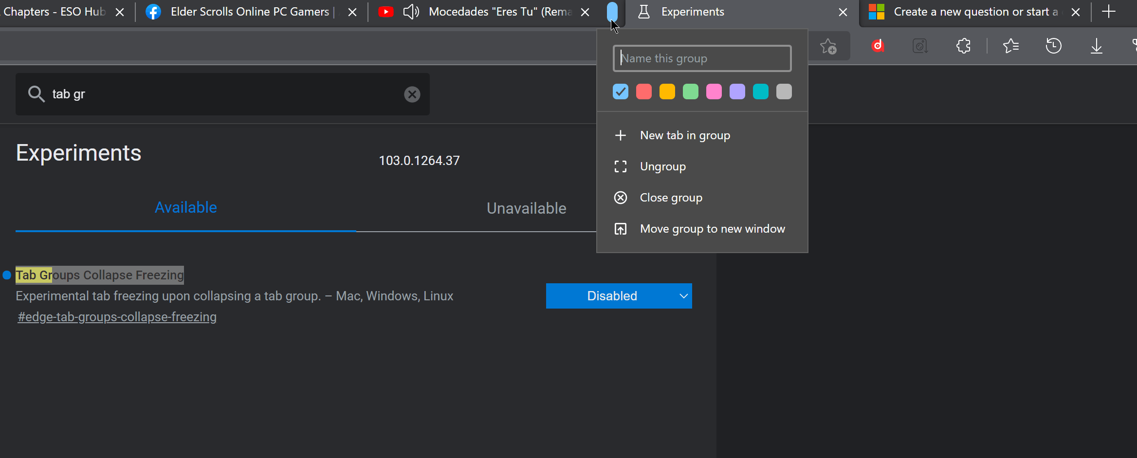How to disabel Tab Grouping in Edge - Microsoft Q&A