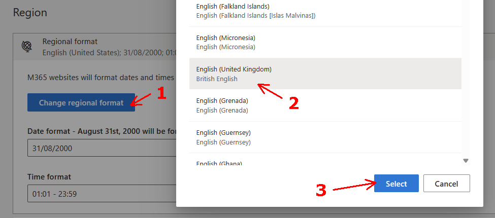 I cannot change regional format in my account settings - Microsoft Q&A
