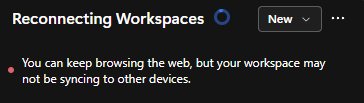 Workspace sync not working / Reconnecting Workspaces - You can keep browsing the web, but your ...