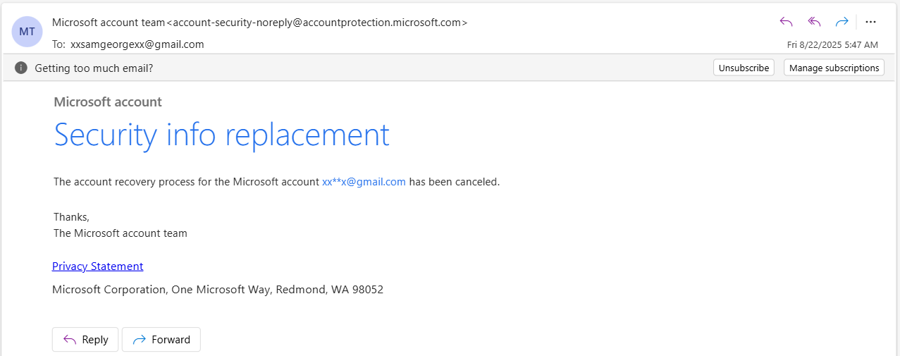 Is this email legit, and did I successfully prevent the security info ...
